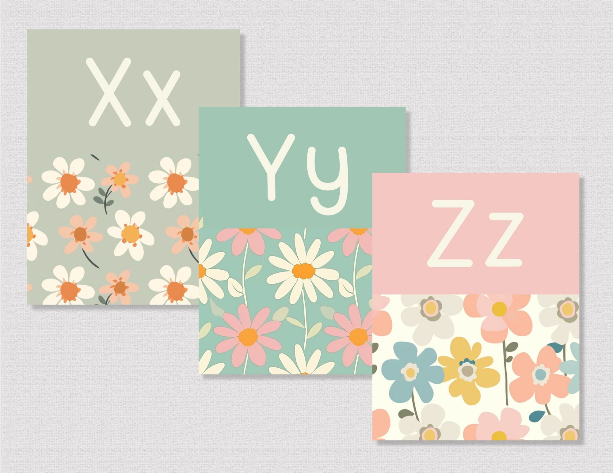 BOHO GARDEN ALPHABET Posters, Printable Retro Classroom Alphabet, Boho ...