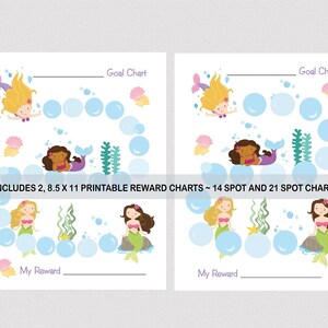 PRINTABLE REWARD Chart for Kids, Mermaids Reward Chart for Girls, Cute ...