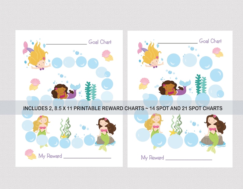 PRINTABLE REWARD Chart for Kids, Mermaids Reward Chart for Girls, Cute ...