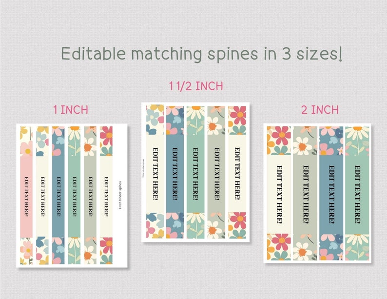 BOHO GARDEN PRINTABLE Binder Covers, Set of 6, Editable Retro Look ...