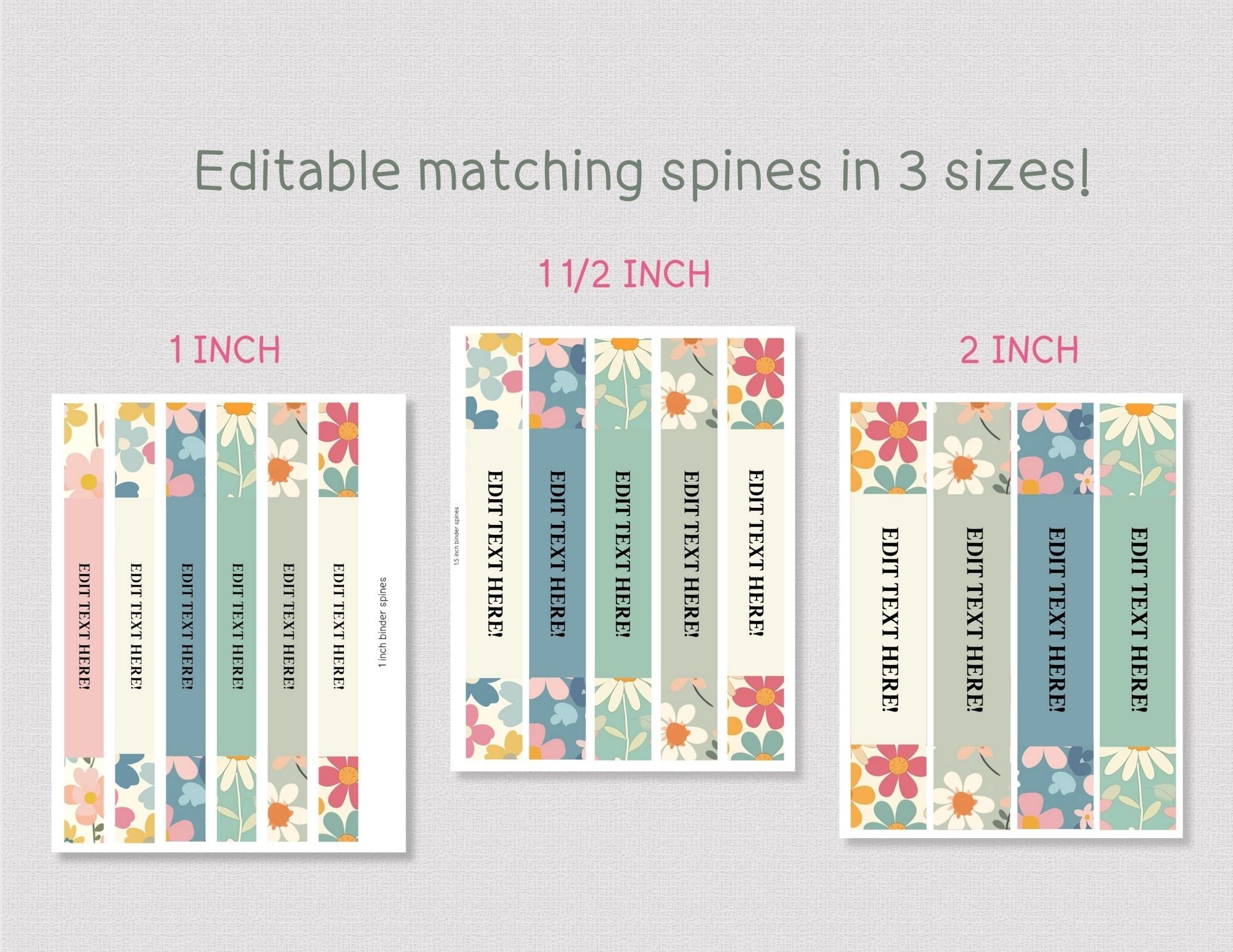 BOHO GARDEN PRINTABLE Binder Covers, Set of 6, Editable Retro Look ...