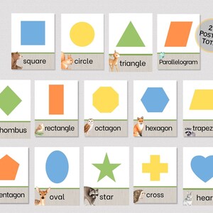 2D and 3D SHAPES POSTERS for Classroom, Set of 21 Printable Woodland ...