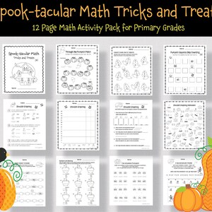Halloween Math Worksheets Pack, Printable Halloween Worksheets for Kids ...