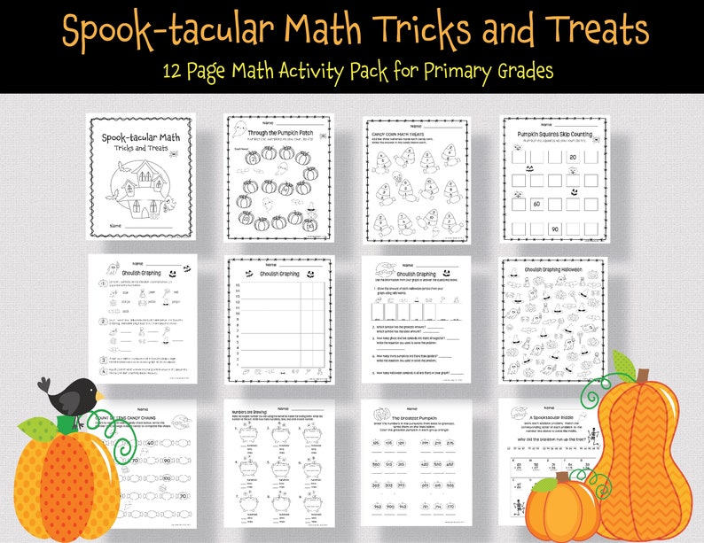 Halloween Math Worksheets Pack, Printable Halloween Worksheets for Kids ...