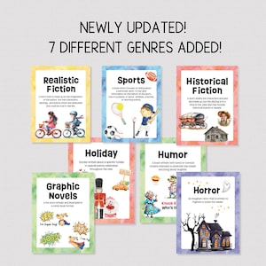LITERATURE GENRE POSTERS for Classroom, Printable Library Genre Posters ...