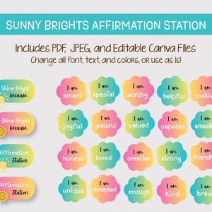 AFFIRMATION STATION CLASSROOM Decor, Sunny Brights Printable ...