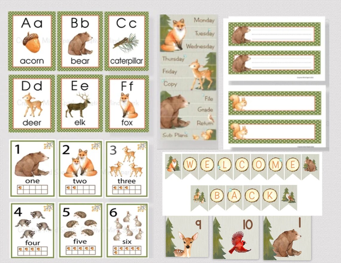 WOODLAND CLASSROOM DECOR Bundle Printable Woodland Decor for - Etsy