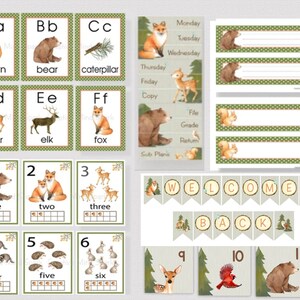 WOODLAND CLASSROOM DECOR Bundle, Printable Woodland Decor for Classroom ...