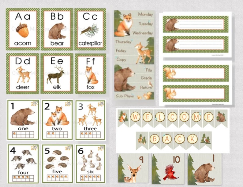 WOODLAND CLASSROOM DECOR Bundle Printable Woodland Decor for - Etsy