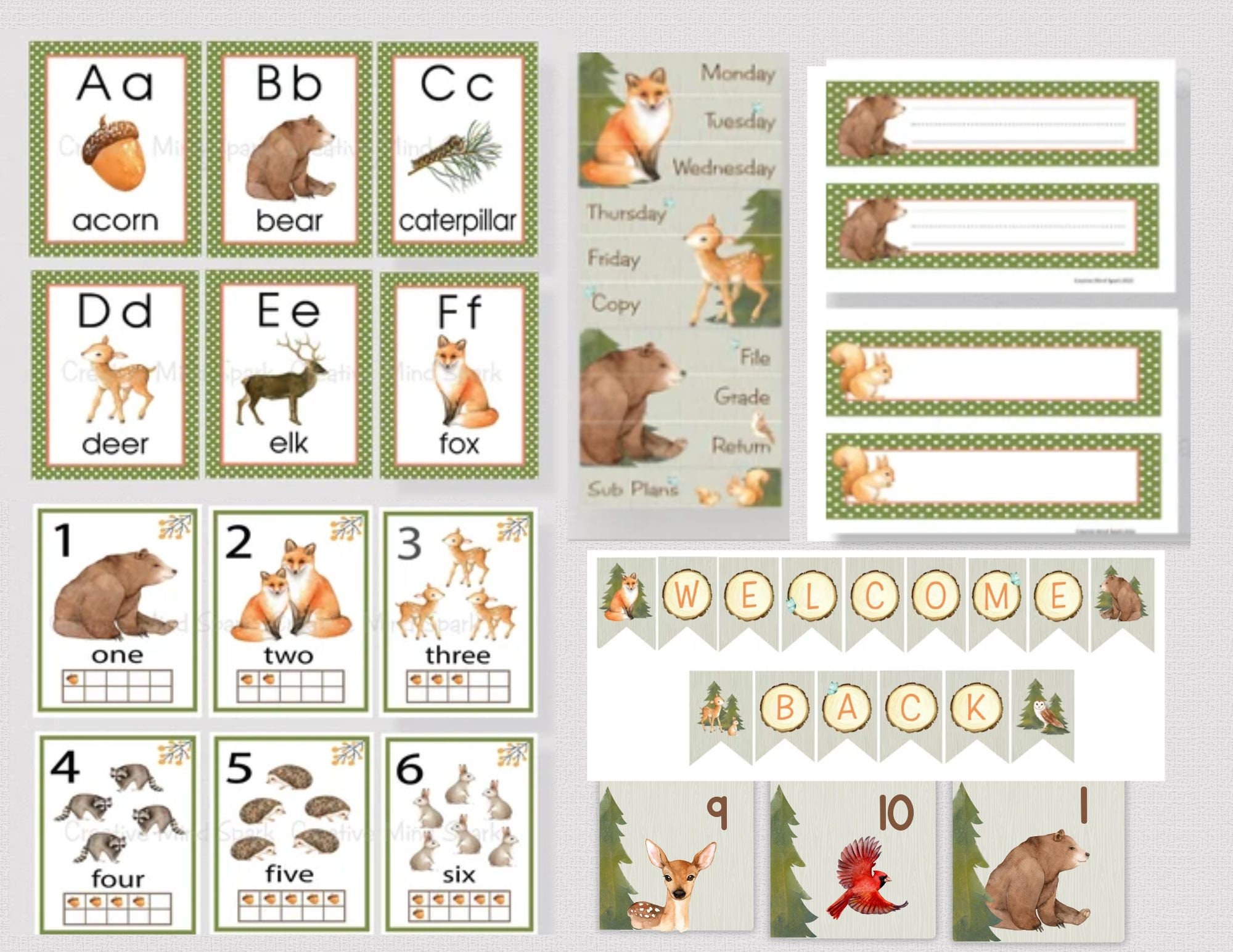 WOODLAND CLASSROOM DECOR Bundle Printable Woodland Decor for - Etsy