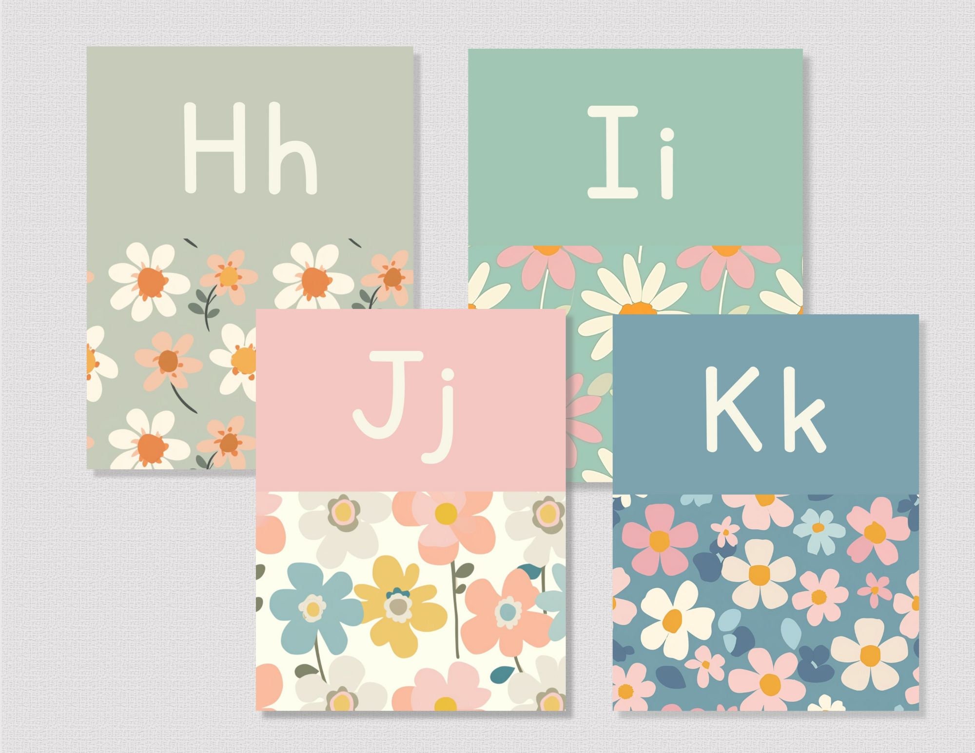 BOHO GARDEN ALPHABET Posters, Printable Retro Classroom Alphabet, Boho ...