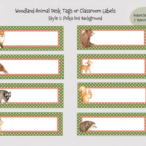 WOODLAND DESK Name Tags, Printable Woodland Desk Name Plates, Classroom ...
