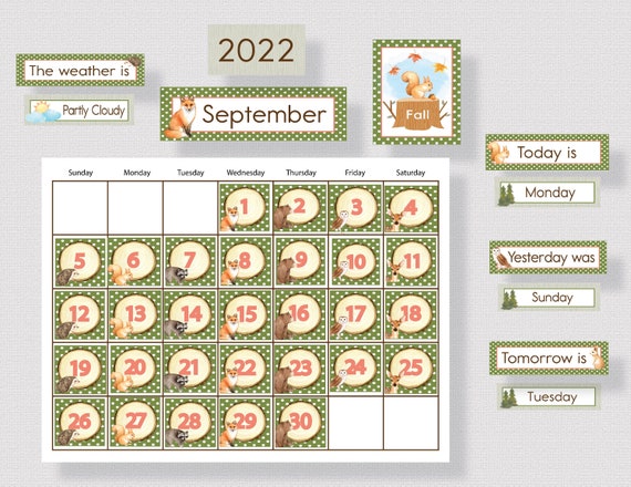 WOODLAND CLASSROOM CALENDAR Printable Woodland Theme Calendar - Etsy