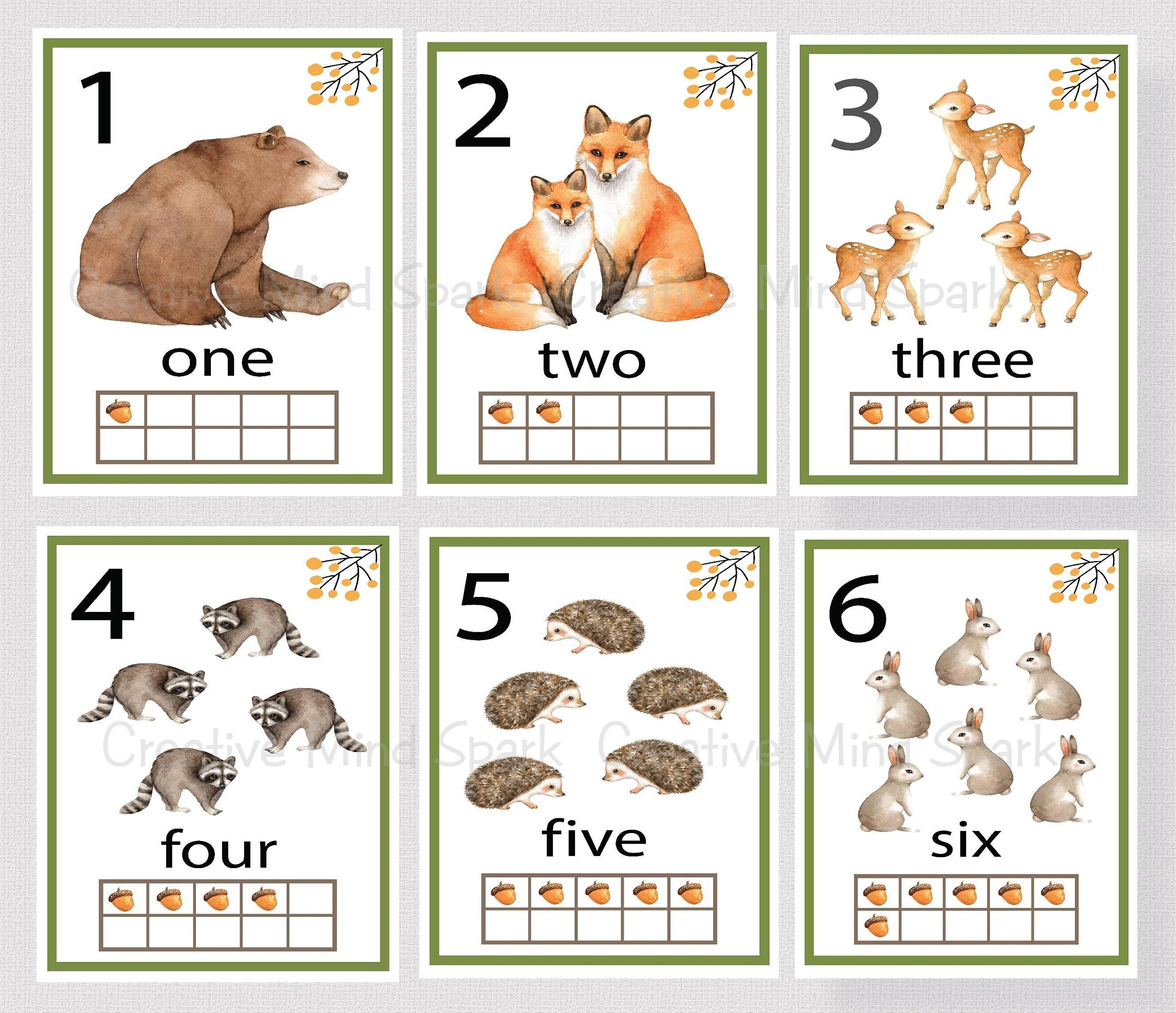 WOODLAND NUMBER POSTERS, Printable Woodland Theme, Numbers 1-20 ...