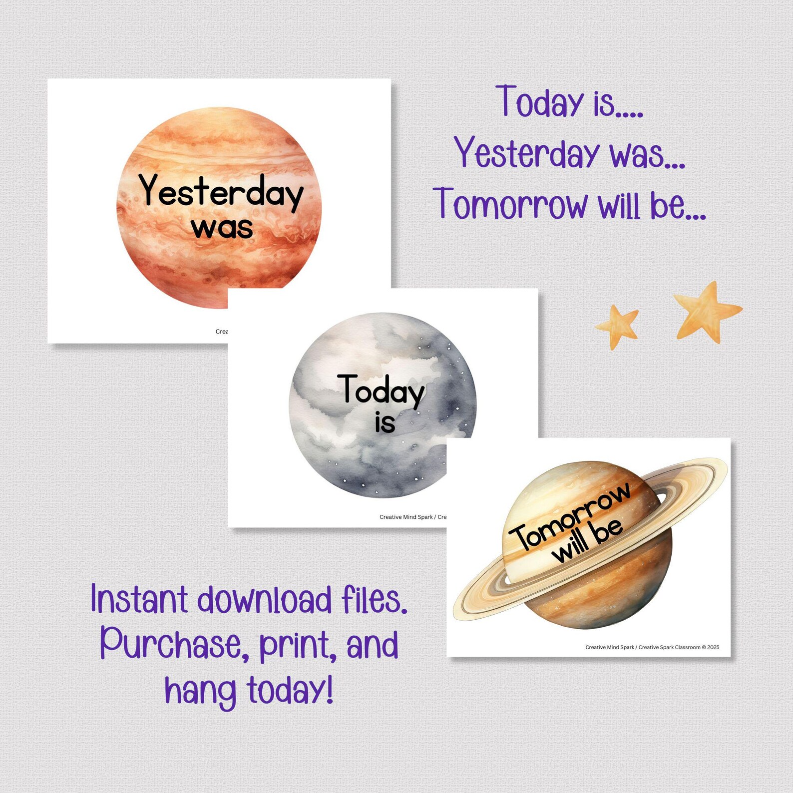 PRINTABLE SPACE THEME Classroom Calender, Instant Download Calendar ...