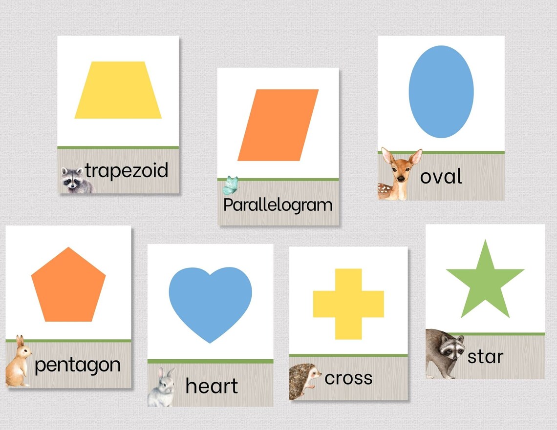 2D and 3D SHAPES POSTERS for Classroom, Set of 21 Printable Woodland ...