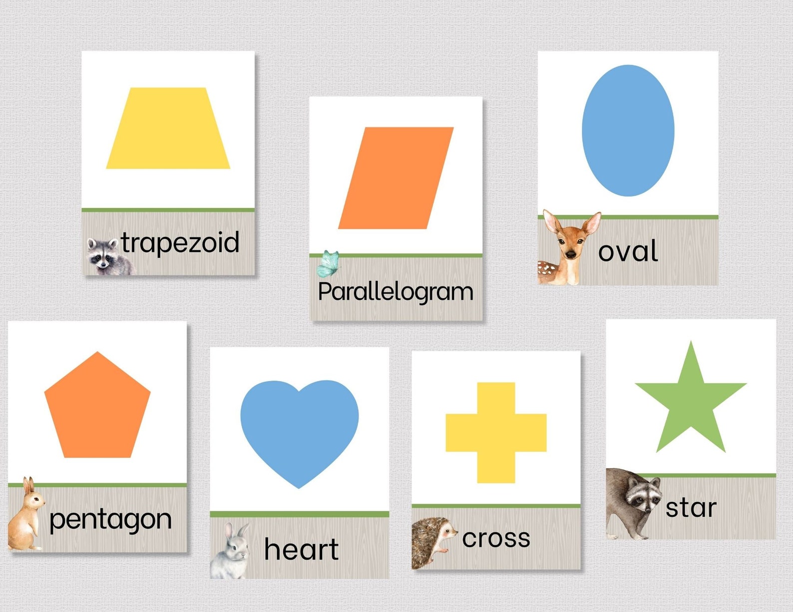 2D and 3D SHAPES POSTERS for Classroom, Set of 21 Printable Woodland ...