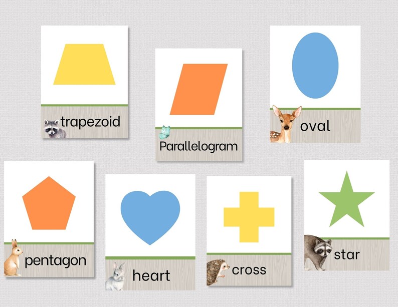 2D and 3D SHAPES POSTERS for Classroom, Set of 21 Printable Woodland ...