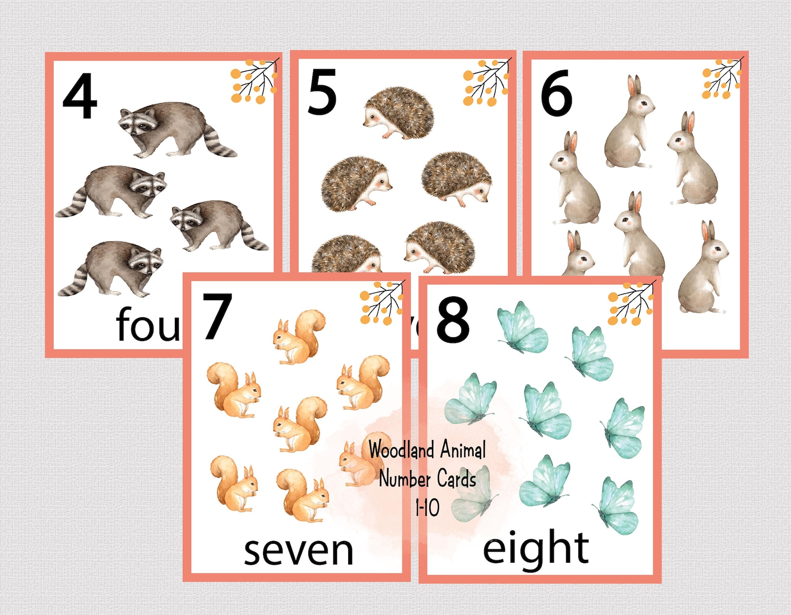 PRINTABLE NUMBER FLASHCARDS 1 -10, Woodland Animal Counting Cards ...