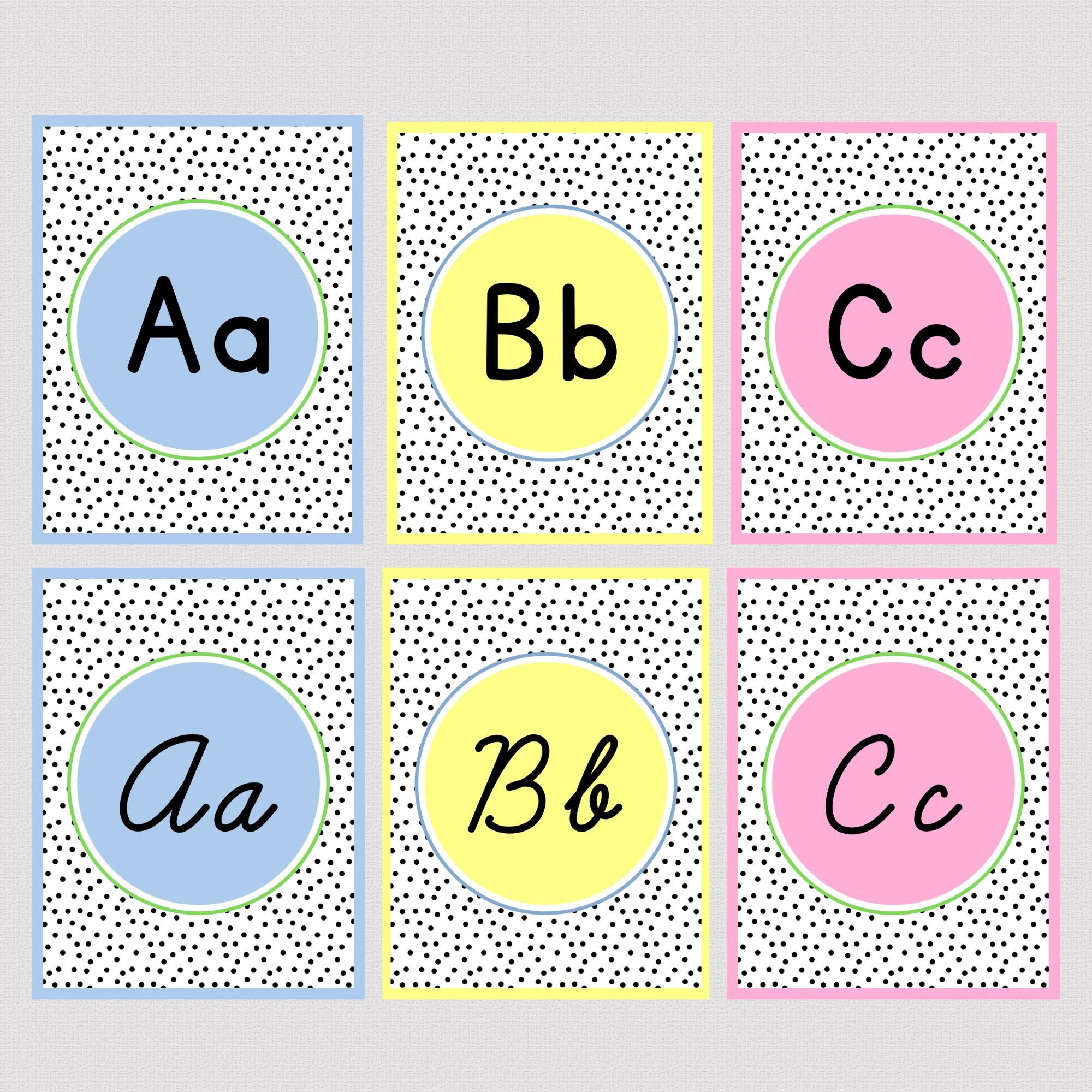 PASTEL COLORS Printable Alphabet Posters Cursive and - Etsy