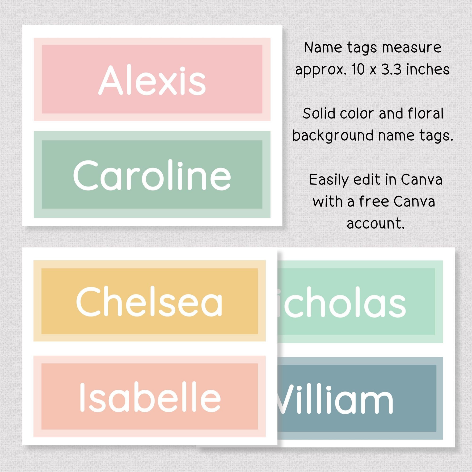 BOHO GARDEN DESK Name Tags, Printable Pastel Desk Name Plates, Boho ...