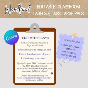 WOODLAND CLASSROOM LABELS and Tags, Large Set of Editable Woodland ...