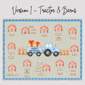 FARM THEME BIRTHDAY Bulletin Board, Editable Farm Birthday Display ...