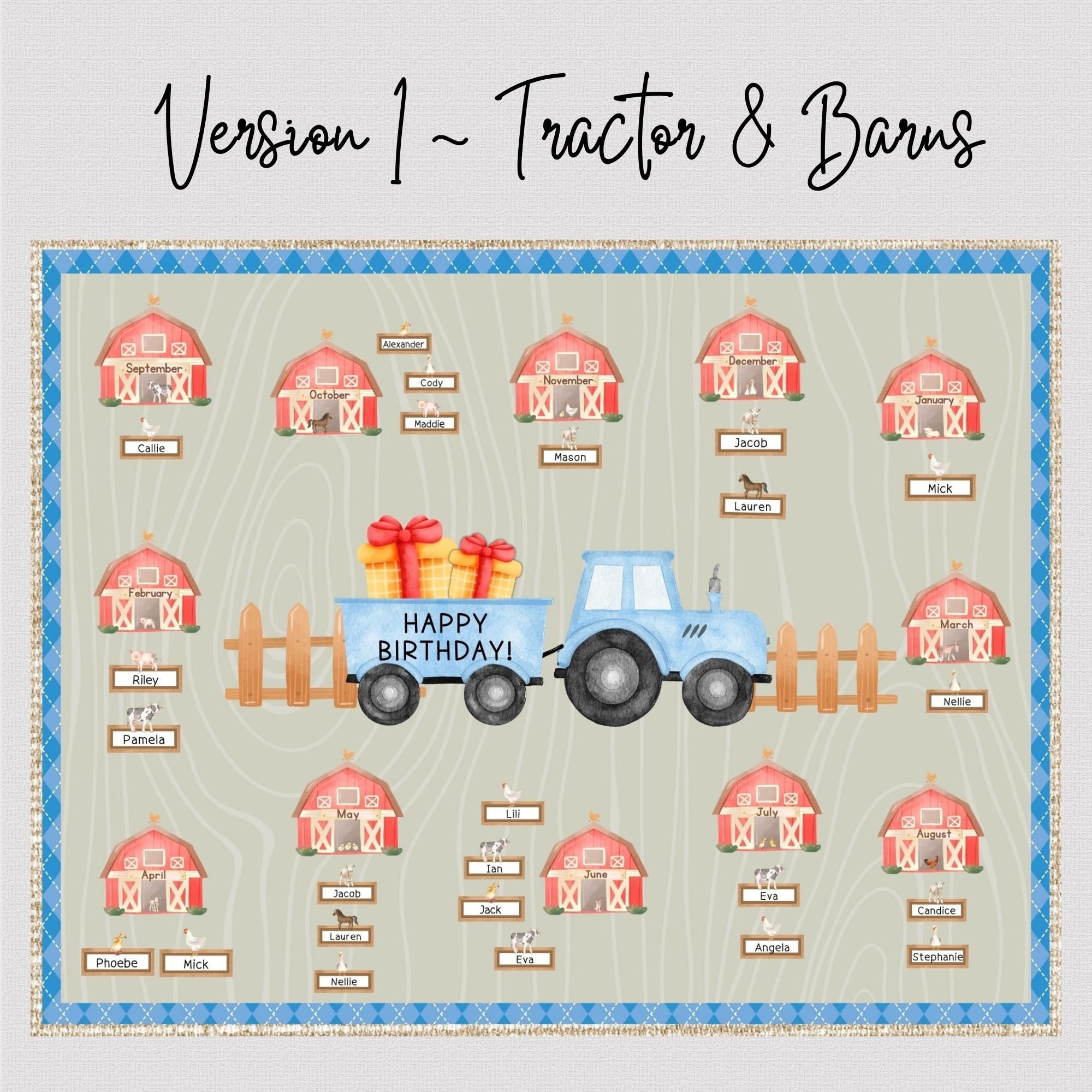 FARM THEME BIRTHDAY Bulletin Board, Editable Farm Birthday Display ...