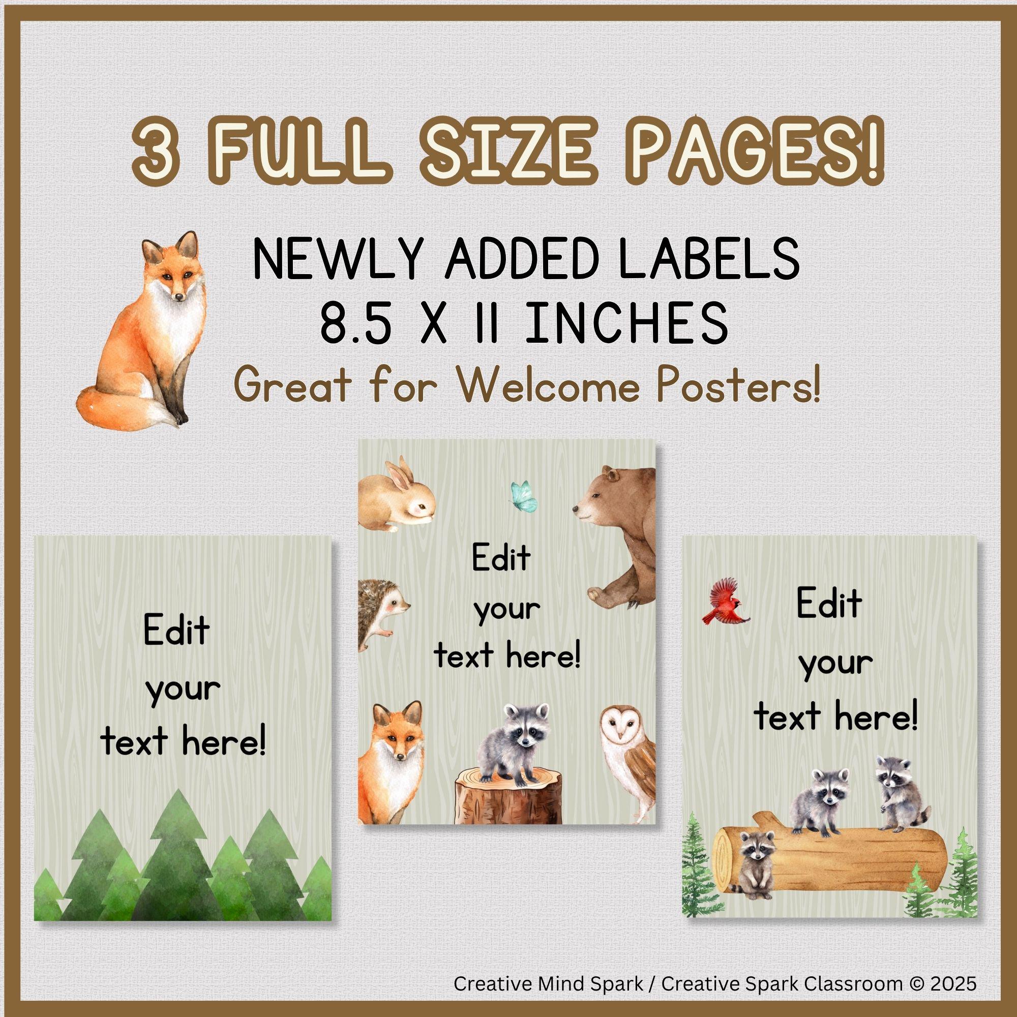 WOODLAND CLASSROOM LABELS and Tags, Large Set of Editable Woodland ...