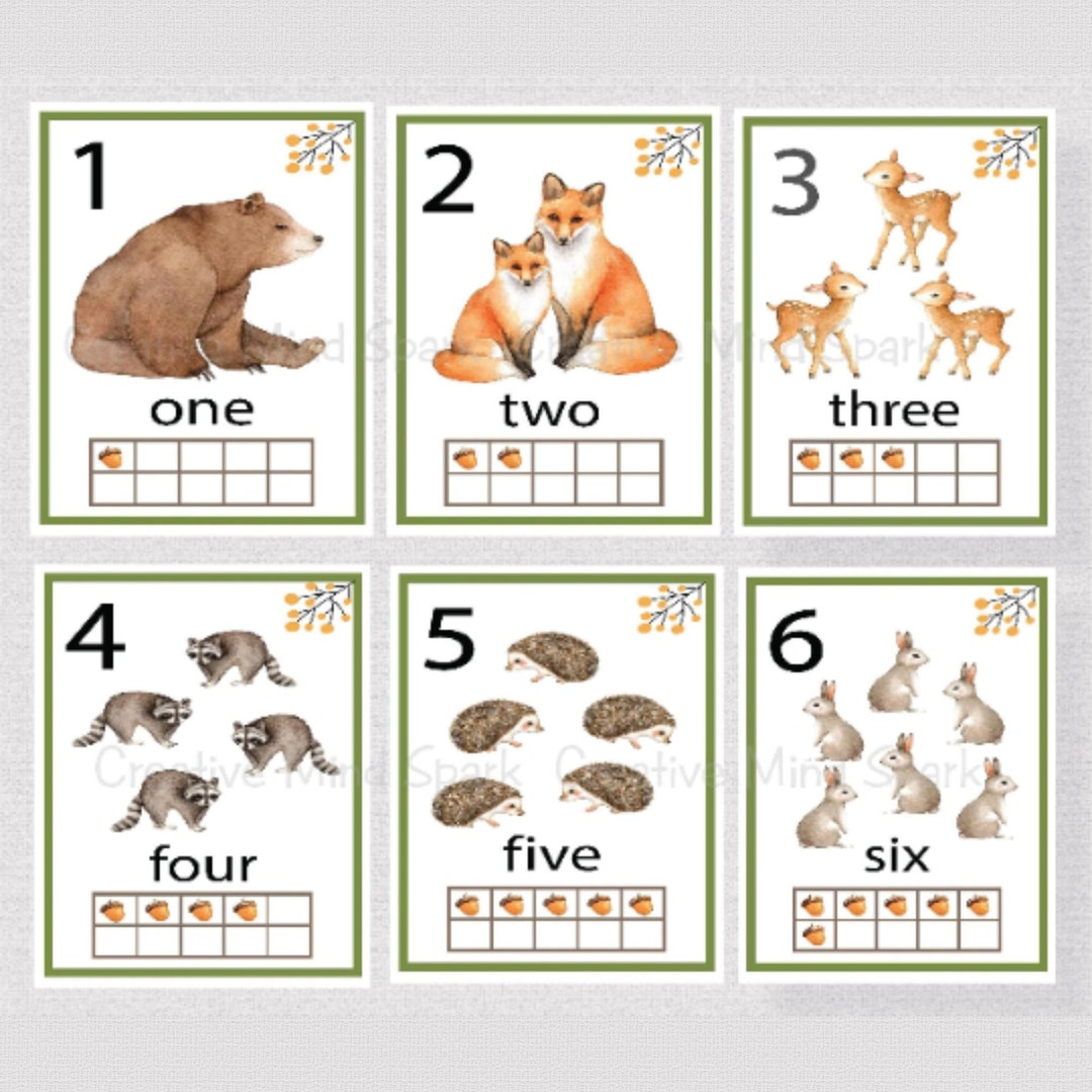 WOODLAND NUMBER POSTERS, Printable Woodland Theme, Numbers 1-20 ...
