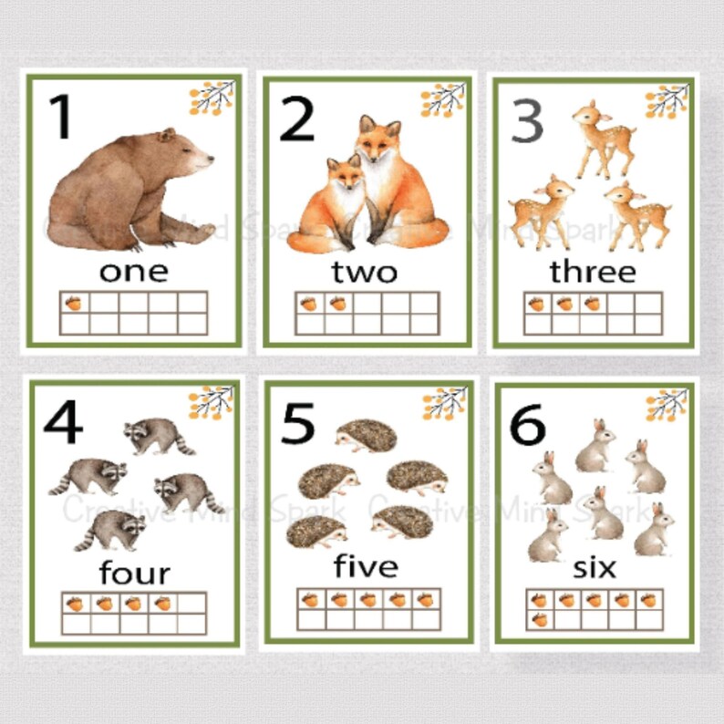 WOODLAND NUMBER POSTERS, Printable Woodland Theme, Numbers 1-20 ...