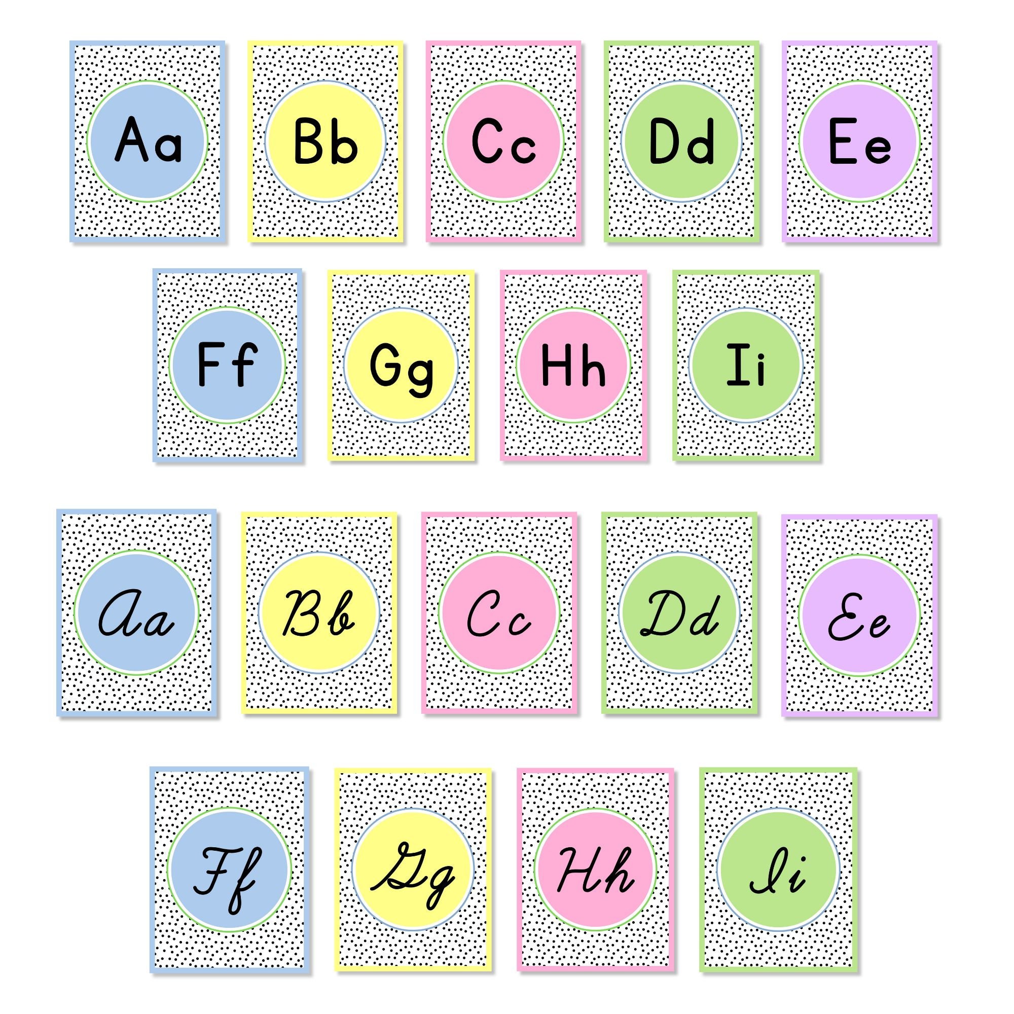 Pastel Colors Printable Alphabet Posters, Cursive and Manuscript ...