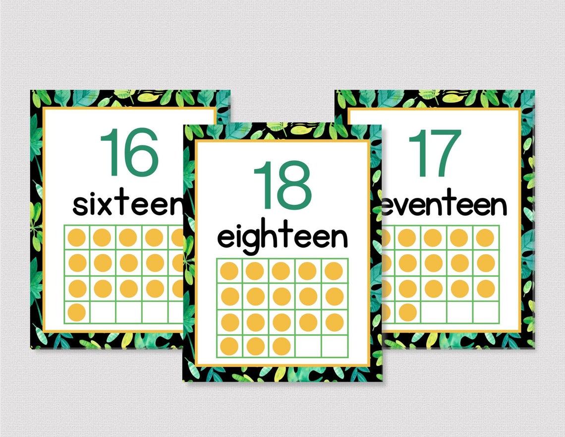 PRINTABLE JUNGLE NUMBER Posters, Jungle Theme Numbers 1-20 Classroom ...