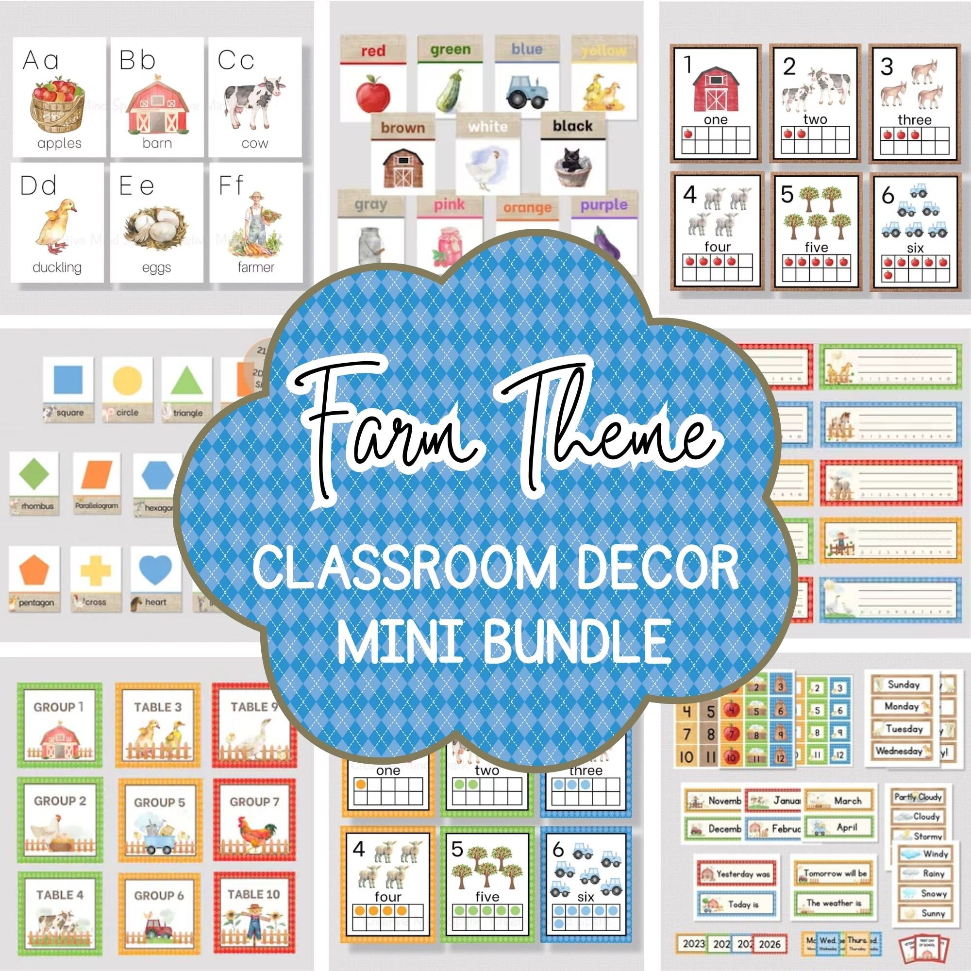 FARM THEME MINI Classroom Decor Bundle, Printable Farm Theme Classroom ...