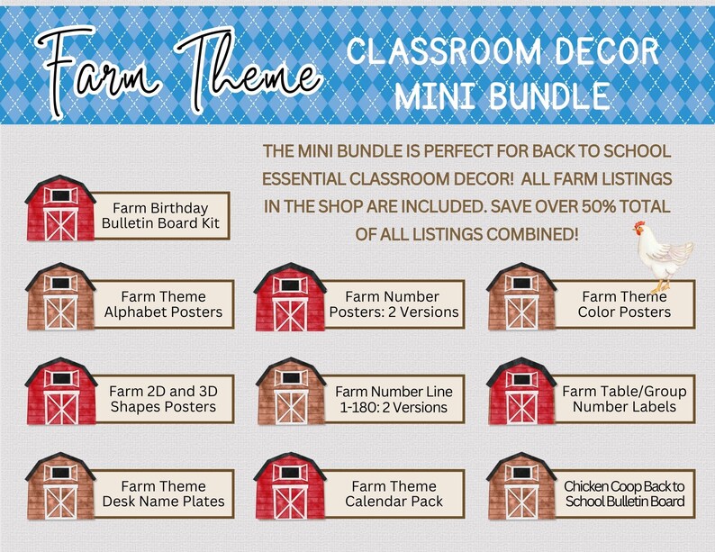 FARM THEME MINI Classroom Decor Bundle Printable Farm Theme - Etsy