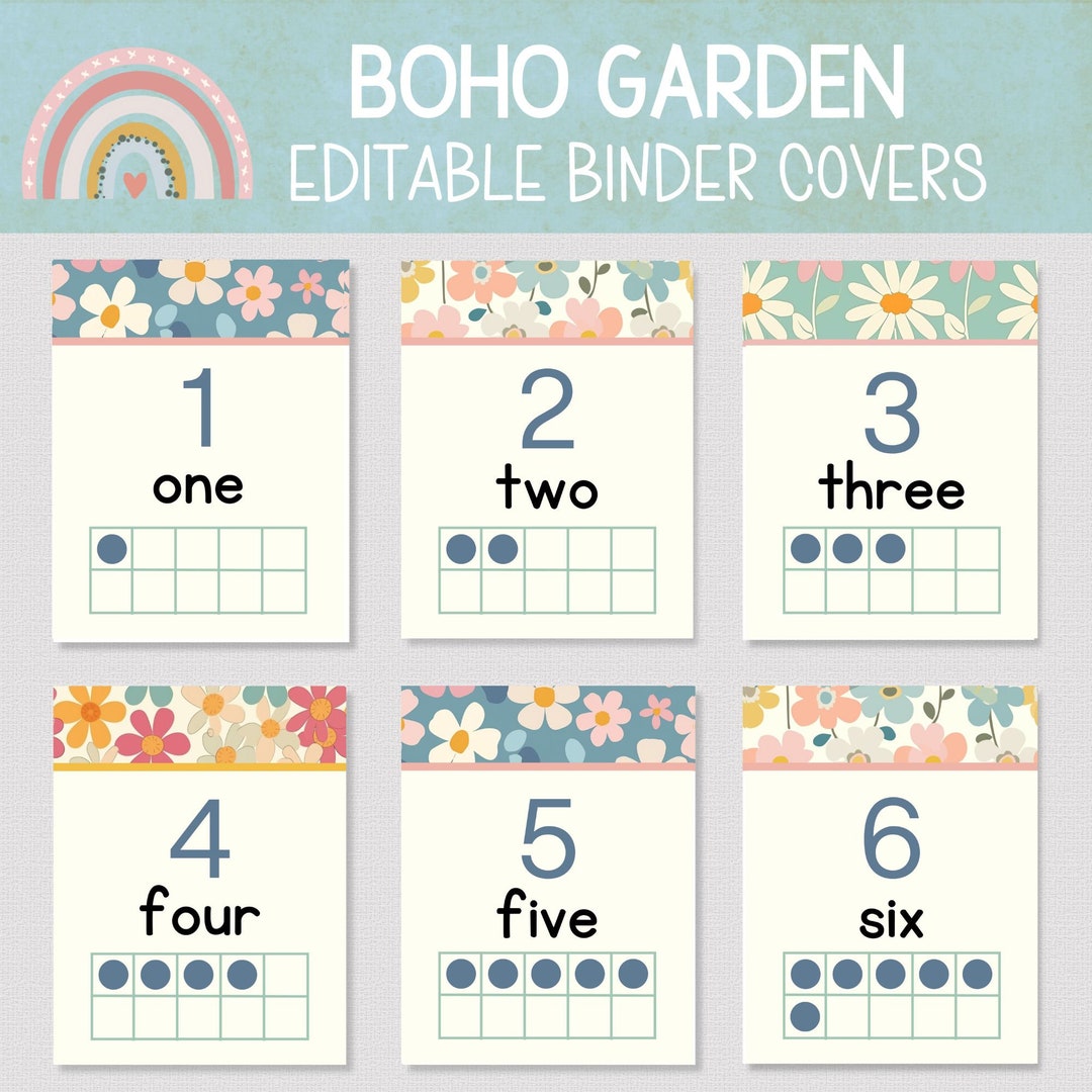BOHO GARDEN NUMBER Posters, Printable Numbers 1-20 Classroom Wall ...