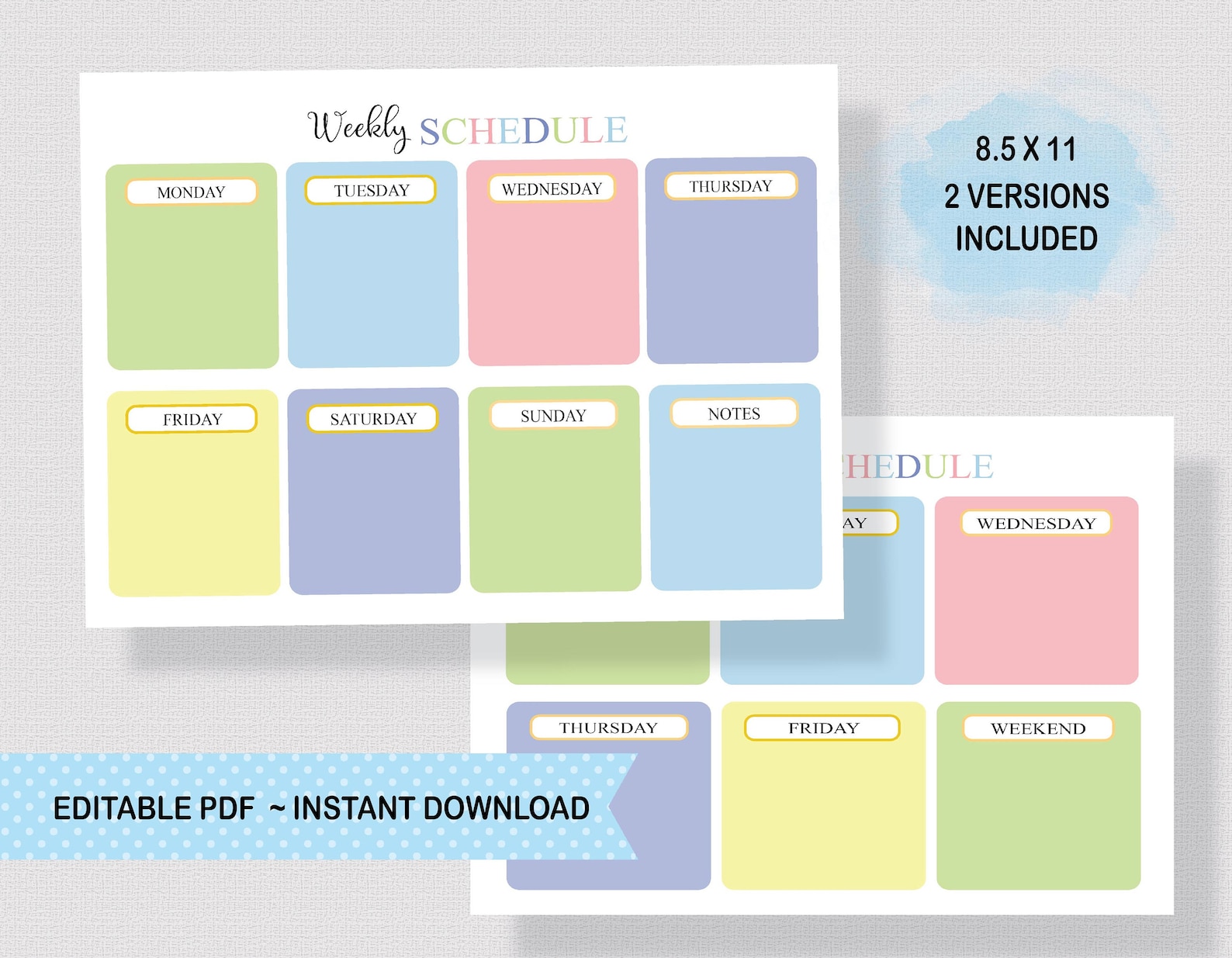 Kids Weekly Planner Printable Editable Kids Weekly Schedule | Etsy