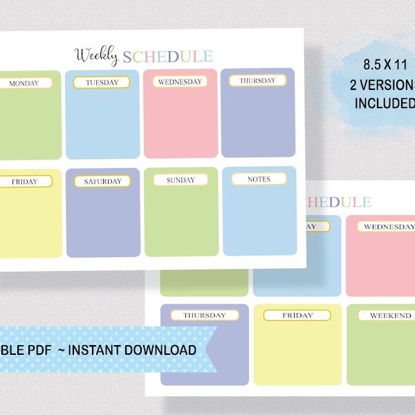 Weekly Schedule - Etsy