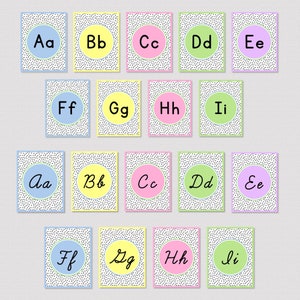PASTEL COLORS Printable Alphabet Posters, Cursive and Manuscript ...