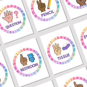 TIE DYE Printable Hand Signal Signs for Classroom Management, Colorful ...