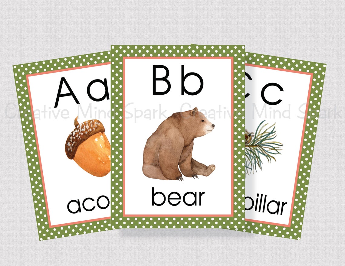 WOODLAND ALPHABET POSTERS Printable Woodland Theme Alphabet - Etsy