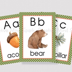 WOODLAND ALPHABET POSTERS, Printable Woodland Theme, Alphabet Classroom ...
