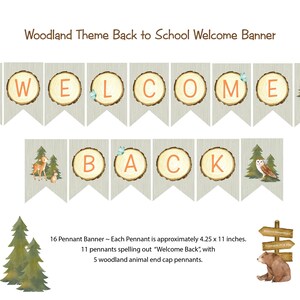 BACK TO SCHOOL Printable Banner Welcome Back Woodland Theme - Etsy