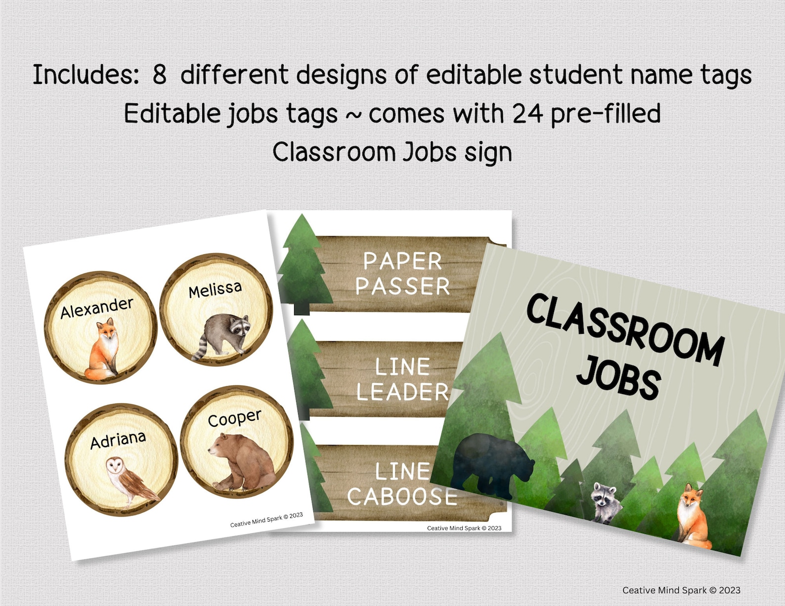 WOODLAND CLASSROOM JOBS Display, Printable Classroom Jobs Chart ...