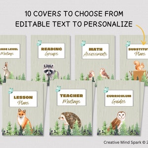 WOODLAND BINDER COVERS, Set of 10, Editable Binder Covers With Woodland ...