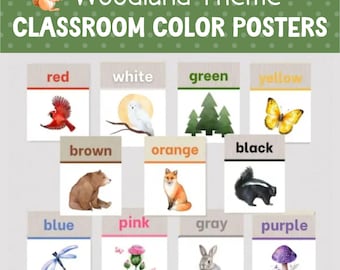 WOODLAND COLOR POSTERS for Classroom, Printable Color Wall Posters ...