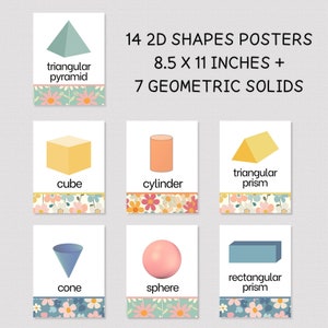 BOHO GARDEN THEME 2D and 3D Shape Posters for Classroom, Set of 21 ...