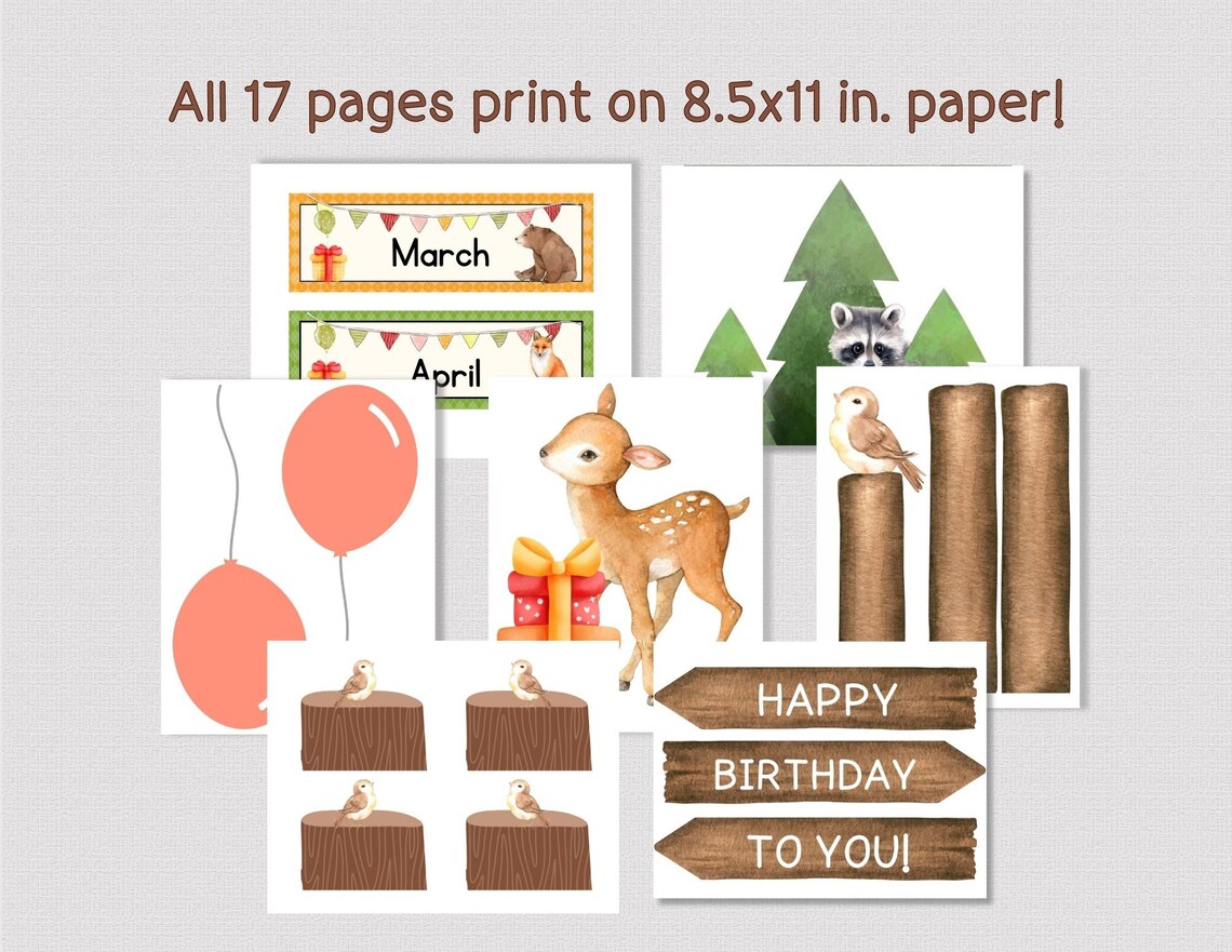 WOODLAND BIRTHDAY BULLETIN Board, Editable Woodland Animals Birthday ...