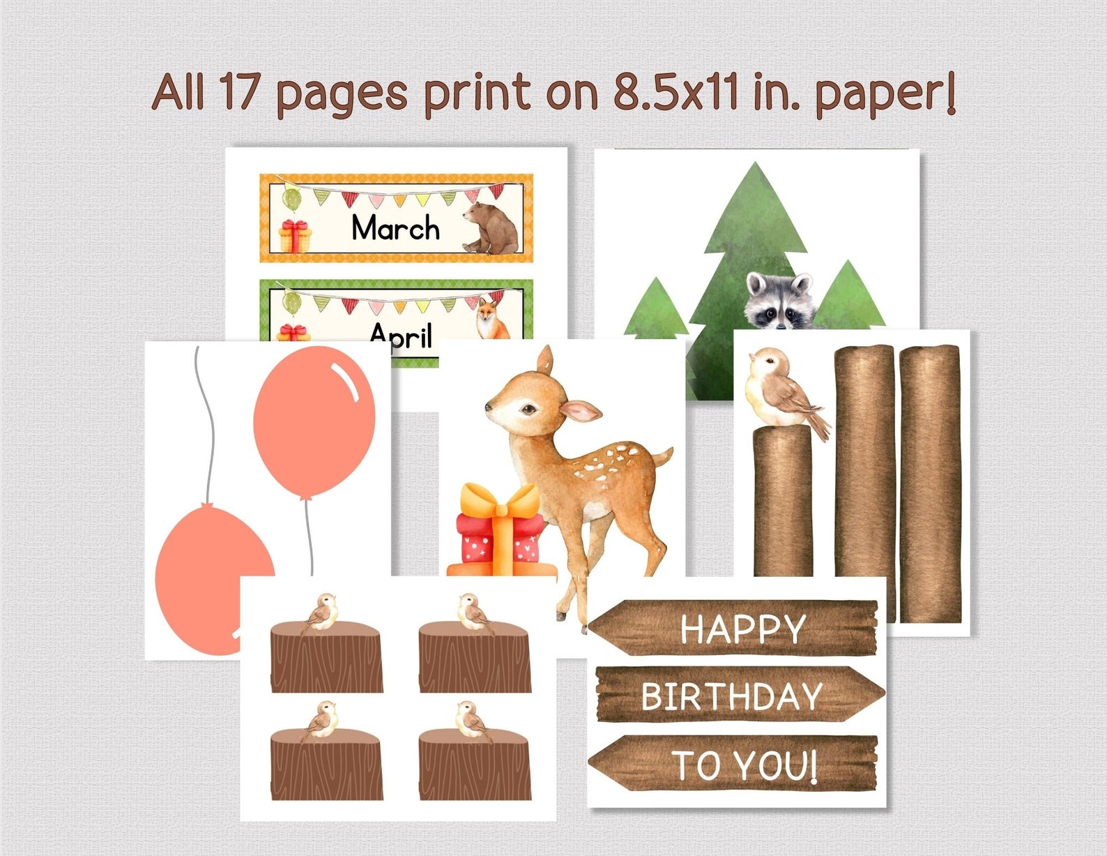 WOODLAND BIRTHDAY BULLETIN Board, Editable Woodland Animals Birthday ...