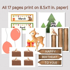 WOODLAND BIRTHDAY BULLETIN Board, Editable Woodland Animals Birthday ...